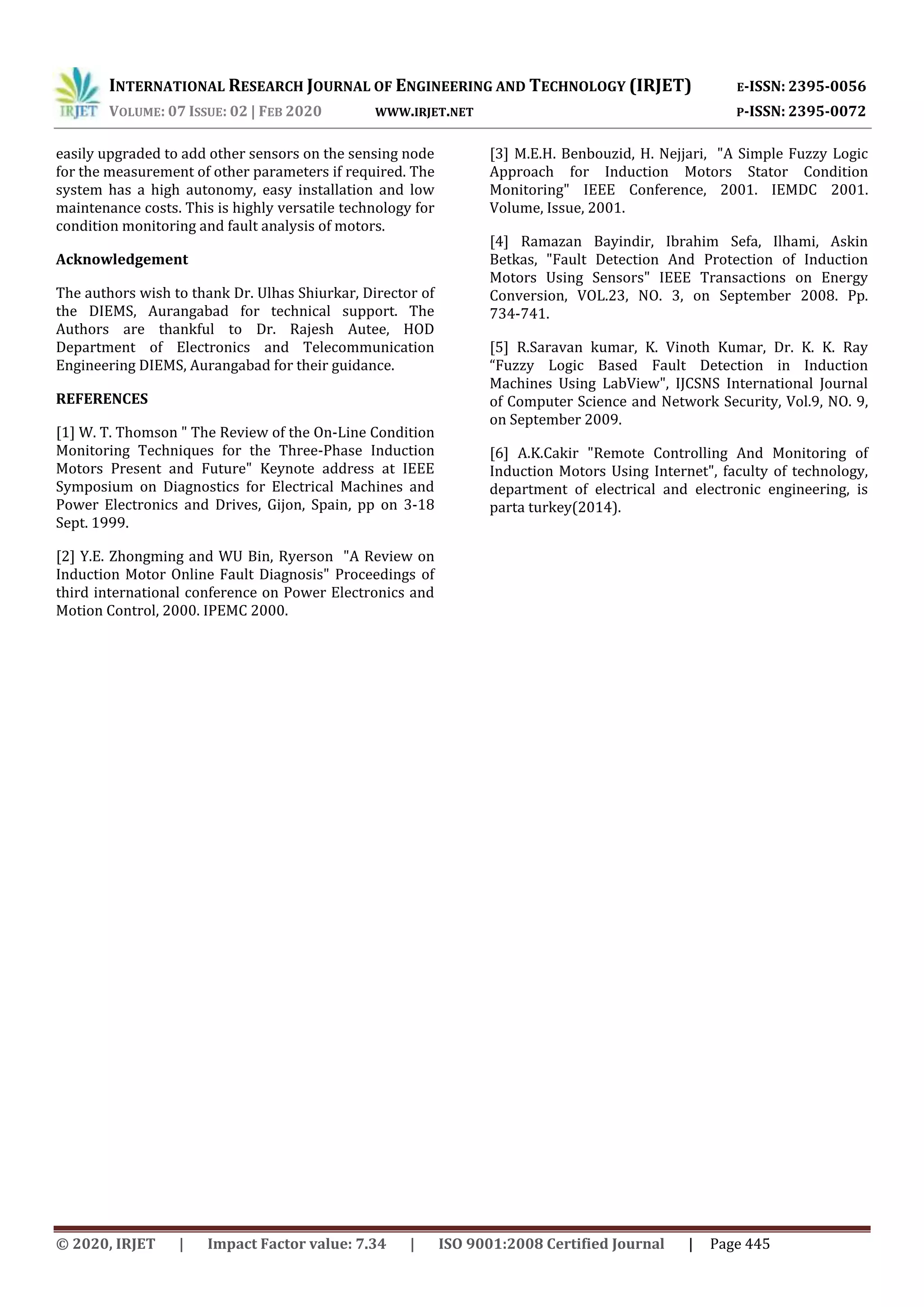 Irjet Fuzzy Logic Based Fault Detection In Induction Machines Using Cloud Pdf 