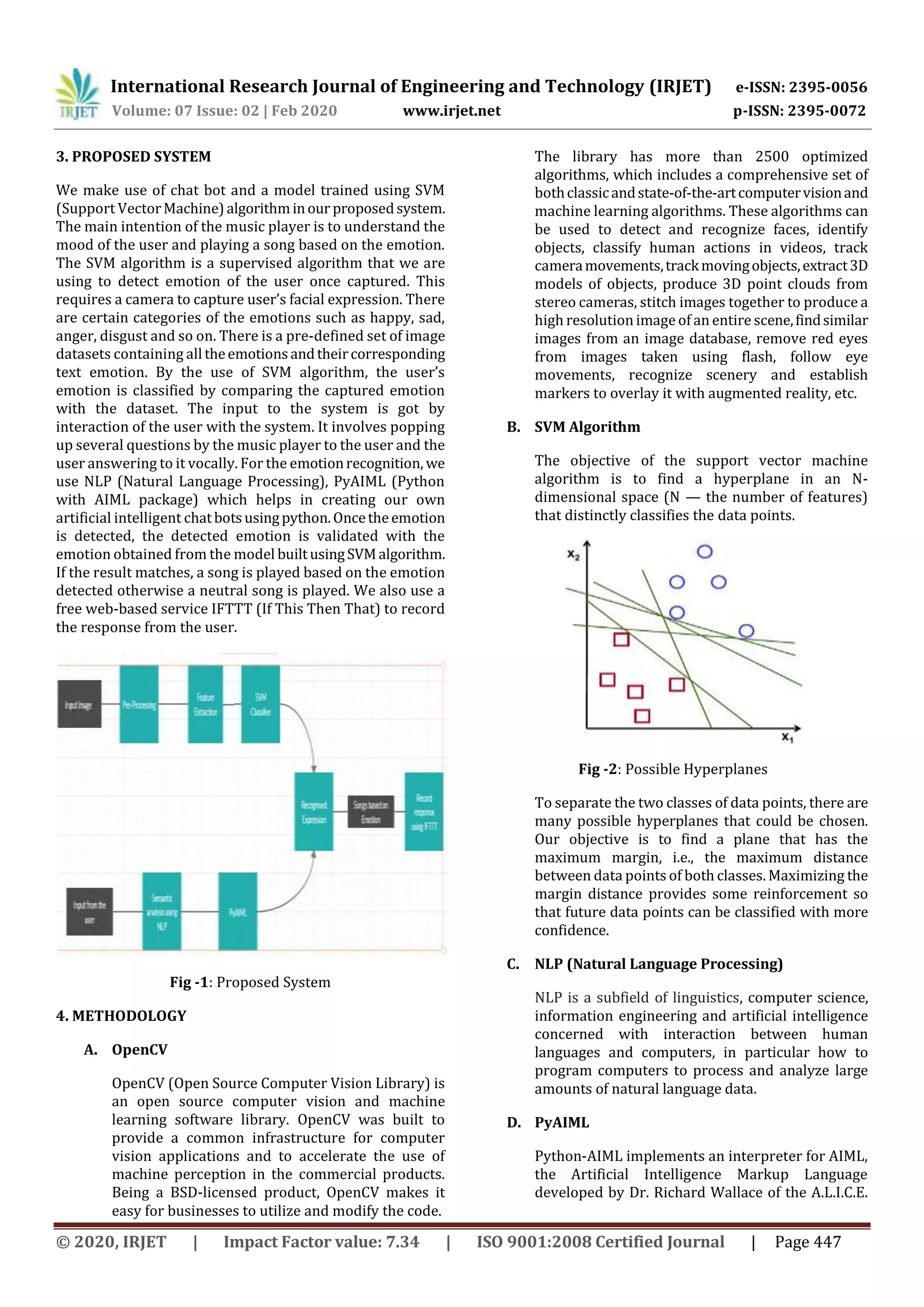 IRJET- Implementation of Emotion based Music Recommendation System using SVM Algorithm | PDF