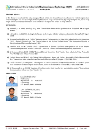 IRJET- Analysis of Heat Transfer in Engine Cylinder Fins for Varying ...