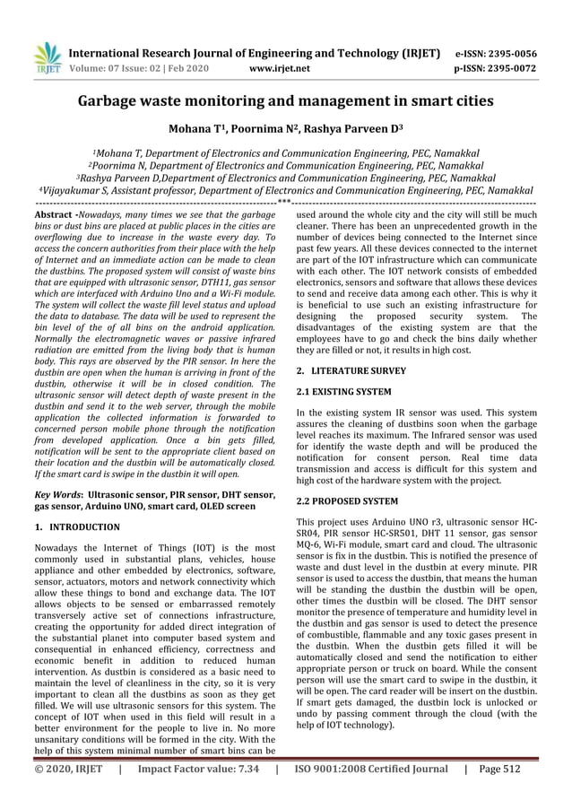 IRJET- Garbage Waste Monitoring and Management in Smart Cities | PDF | Home Appliances | Home ...