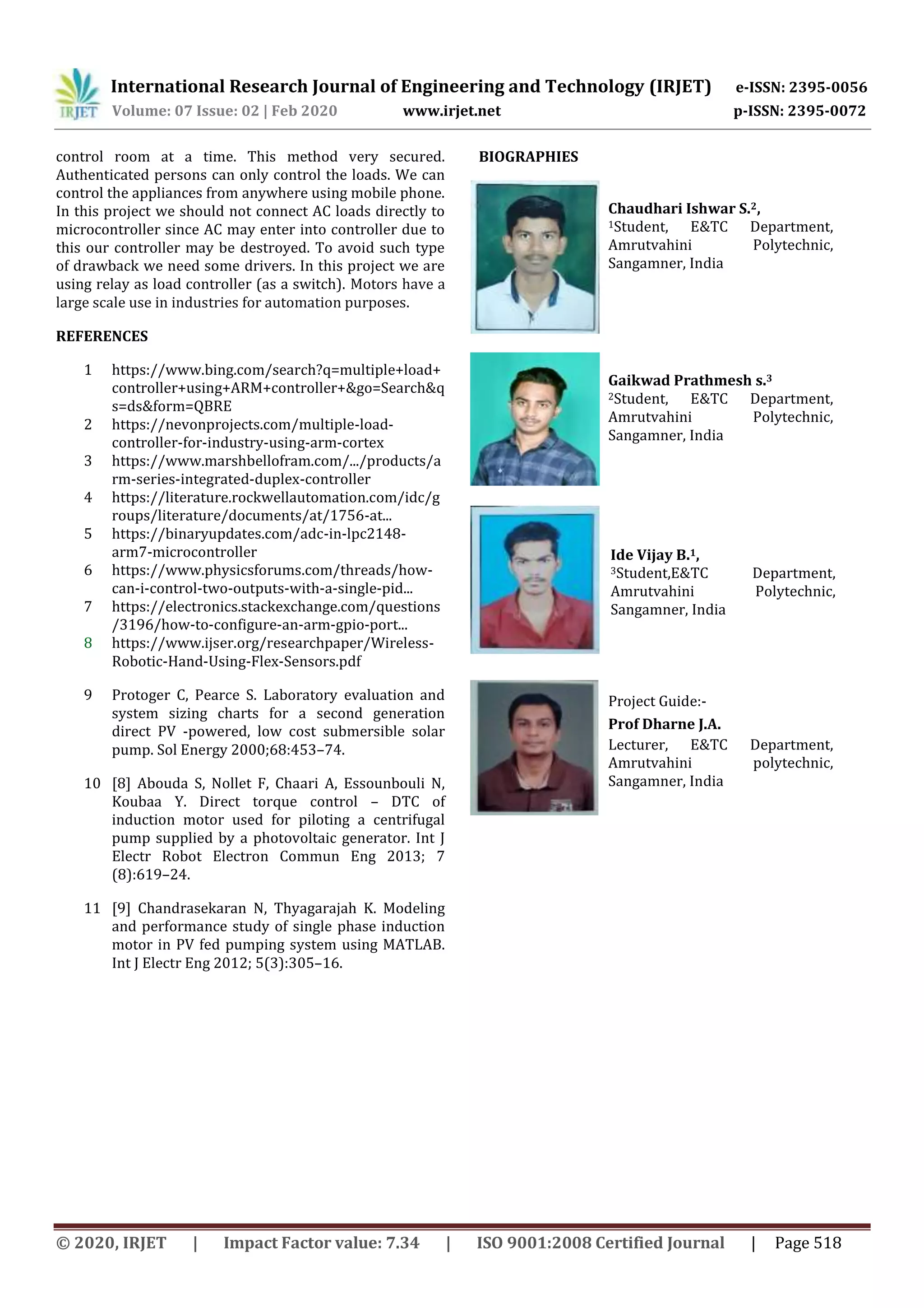 Irjet Multiple Load Controller For Industry Using Arm Cortex Pdf