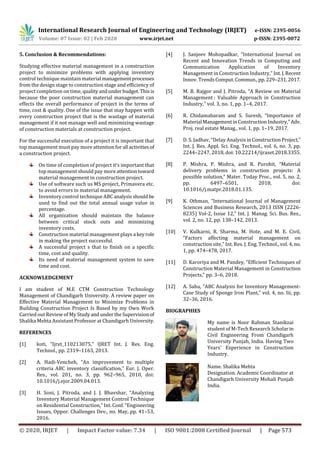 IRJET - A Review Paper on Effective Material Management to Minimize Problem in Building ...