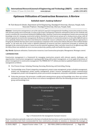 IRJET - Optimum Utilization of Construction Resources: A Review | PDF