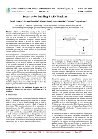 IRJET- Security for Building & ATM Machine | PDF