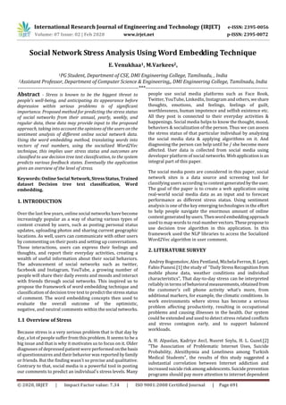 IRJET - Social Network Stress Analysis using Word Embedding Technique | PDF