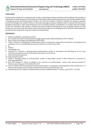 IRJET - Preformulation Studuies on a Drug: Miconazole | PDF