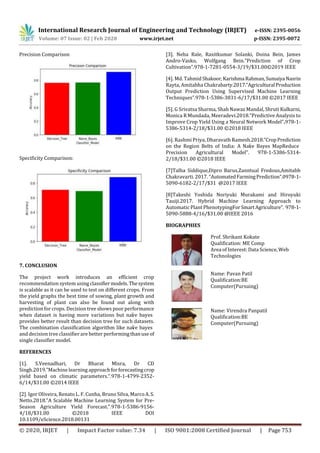 IRJET- Crop Prediction System using Machine Learning Algorithms | PDF