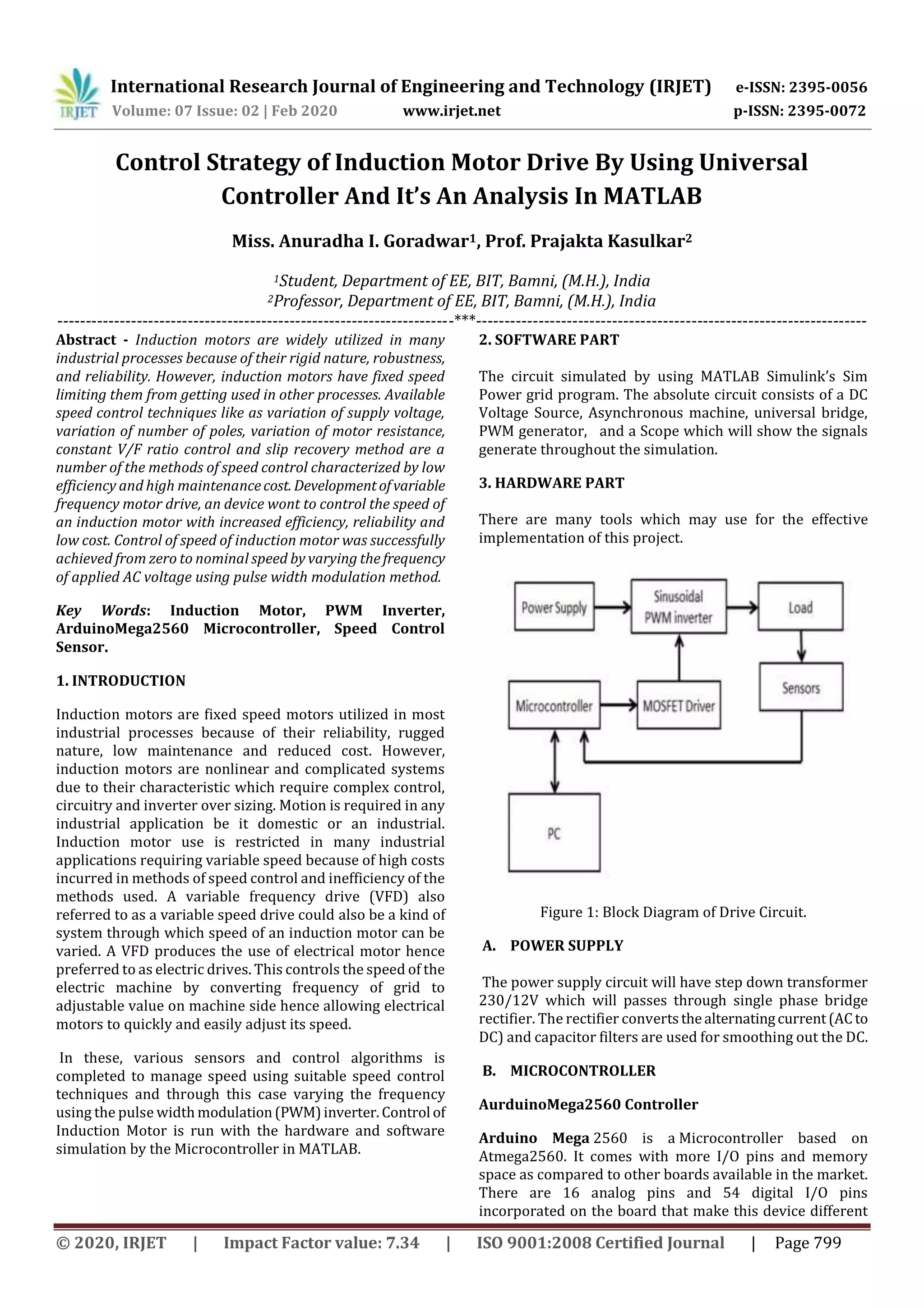 IRJET- Control Strategy of Induction Motor Drive by using Universal Controller and it’s an ...