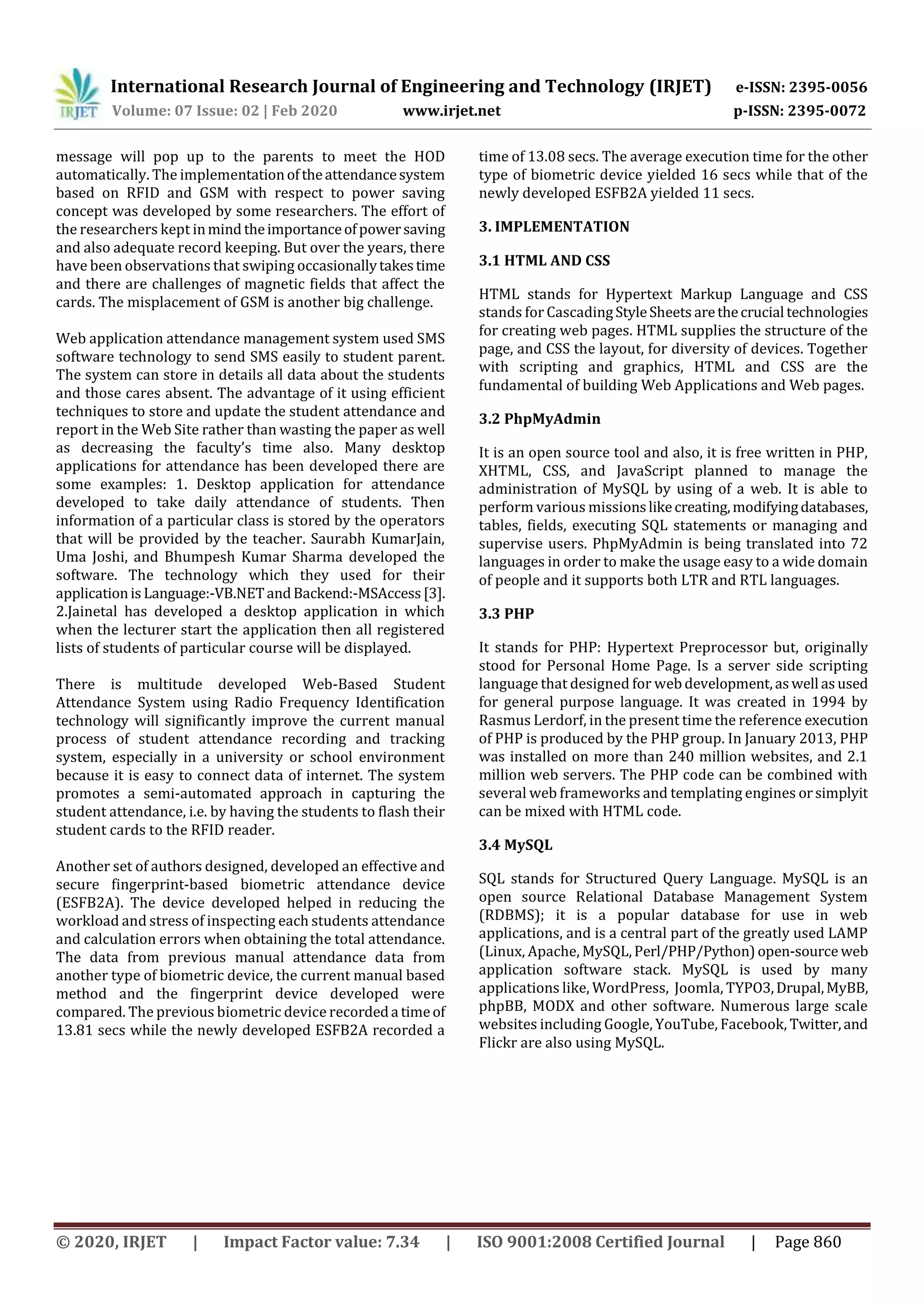 IRJET - Smart Student Attendance Management System | PDF