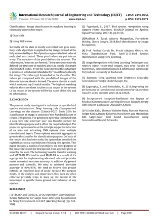 IRJET- Bird Species Identification using Image Mining & CNN Algorithm | PDF