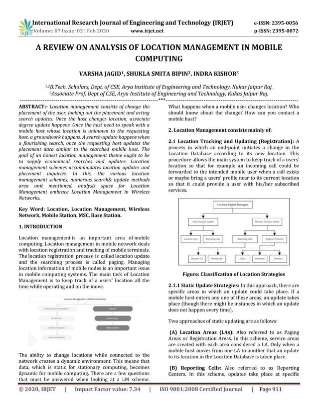 IRJET - A Review on Analysis of Location Management in Mobile Computing | PDF | Computer ...