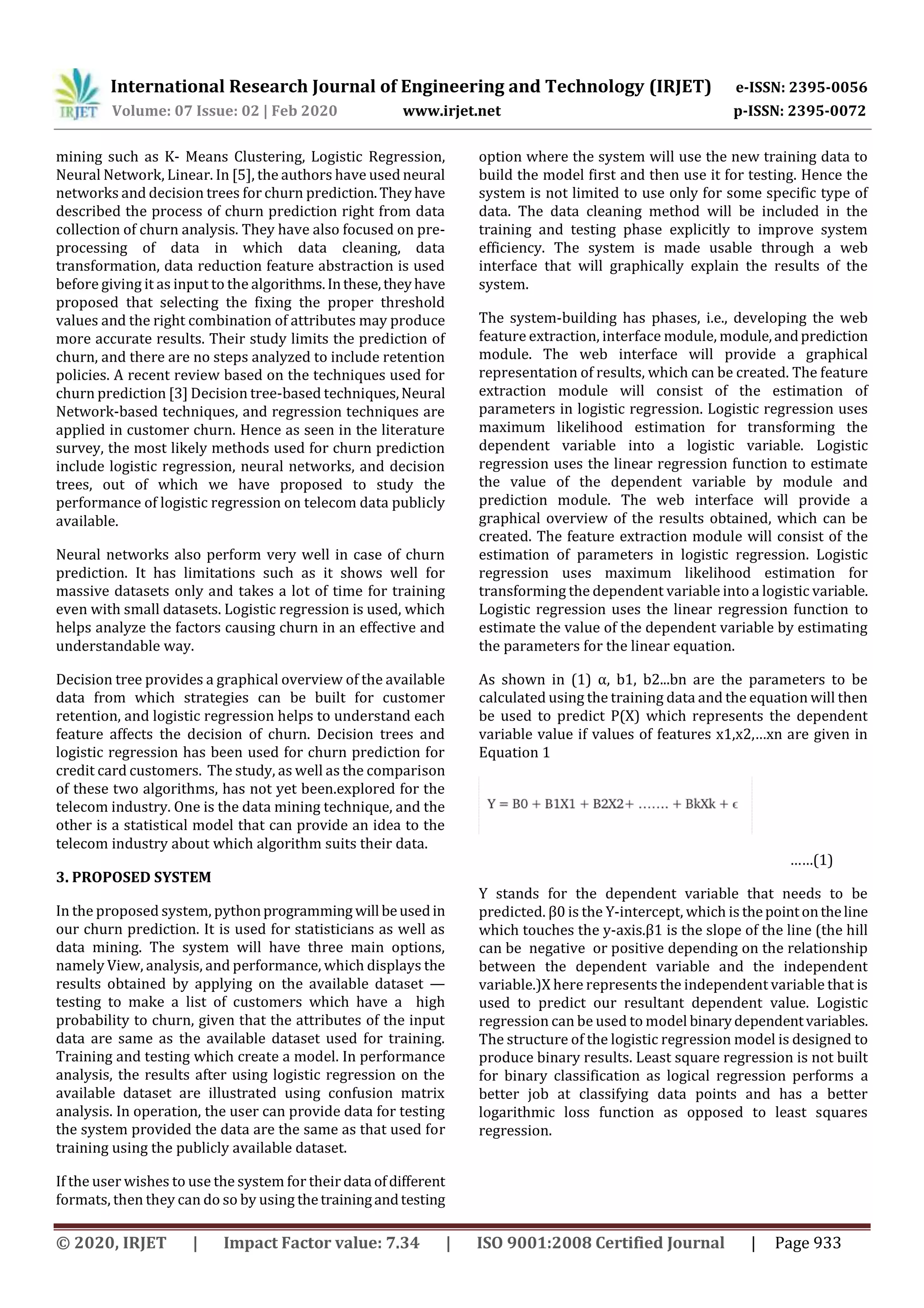 IRJET - Customer Churn Analysis in Telecom Industry | PDF