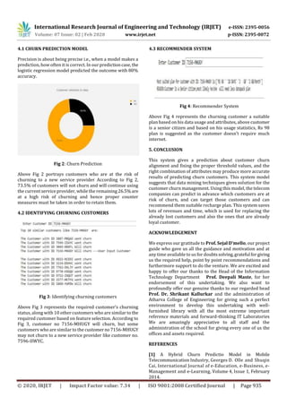 IRJET - Customer Churn Analysis in Telecom Industry | PDF