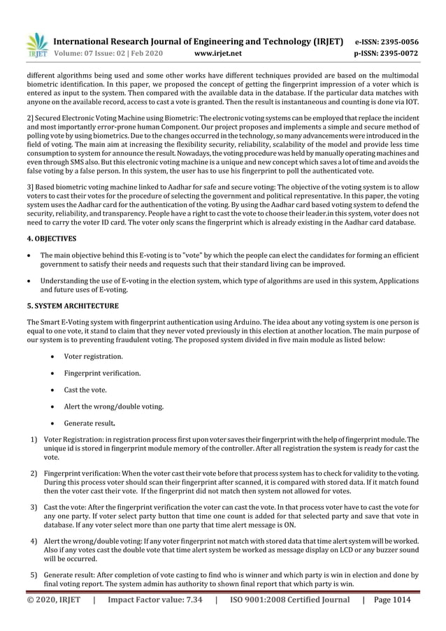 Irjet Smart E Voting System With Fingerprint Authentication Using Arduino Pdf
