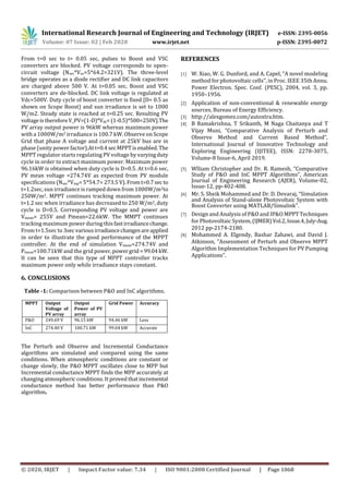 IRJET- Comparative Simulation Study of Grid Connected Perturb & Observe and Incremental ...