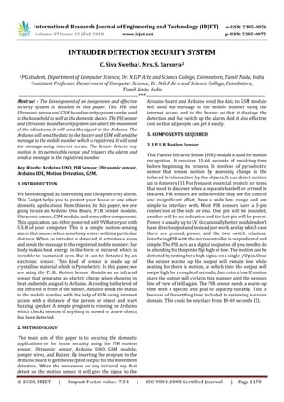 IRJET- Intruder Detection Security System | PDF | Home Security | Home ...