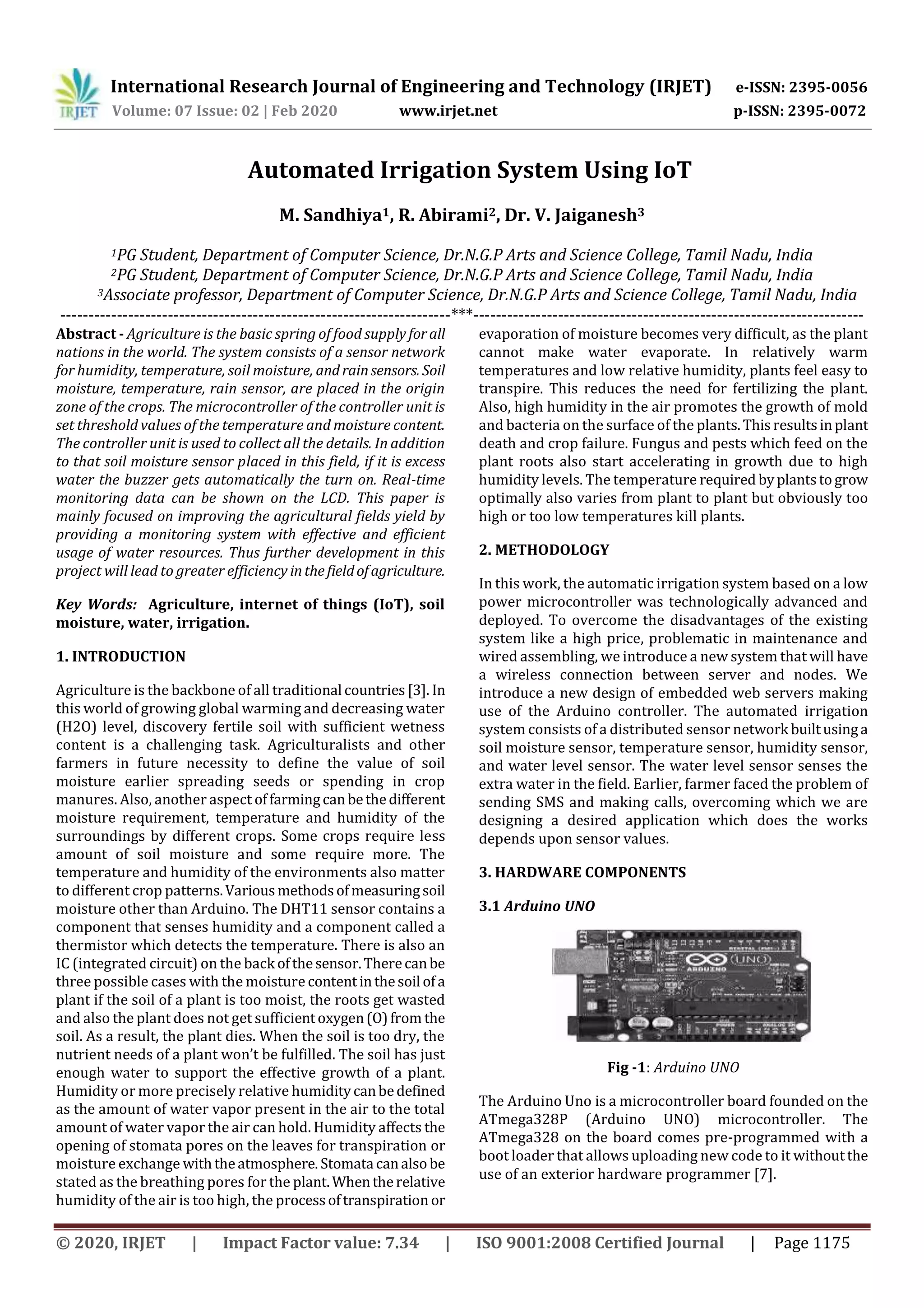 IRJET- Automated Irrigation System using IoT | PDF