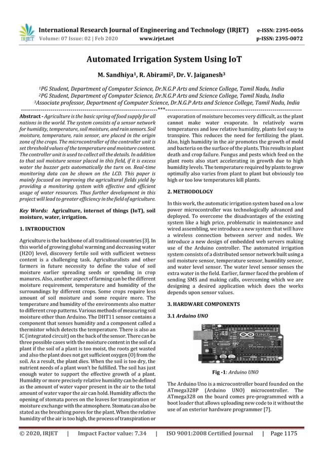 IRJET- Automated Irrigation System using IoT | PDF