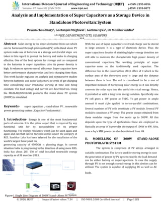 IRJET- Analysis and Implementation of Super Capacitors as a Storage Device in Standalone ...