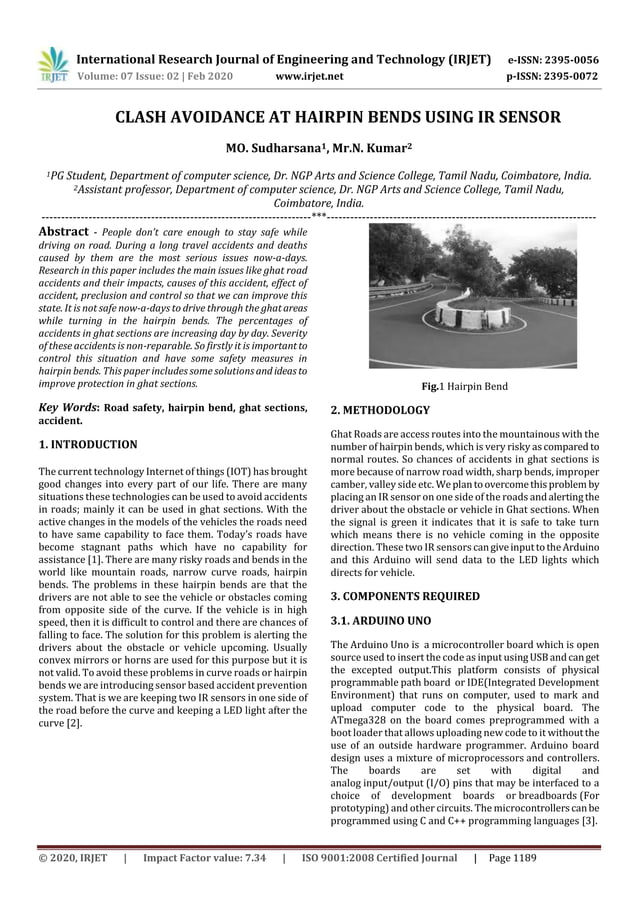 IRJET- Clash Avoidance at Hairpin Bends using IR Sensor | PDF