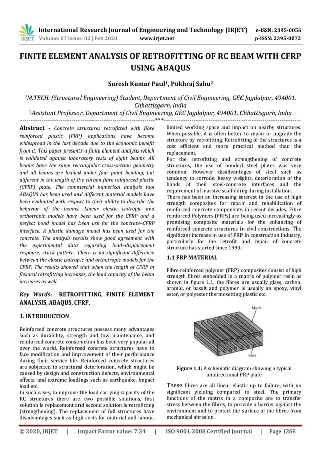 IRJET- Finite Element Analysis of Retrofitting of RC Beam with CFRP using Abaqus | PDF