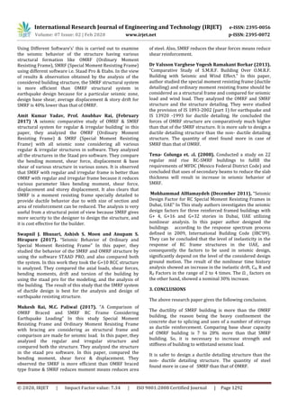 IRJET - Seismic Comparison of OMRF & SMRF Structural System on Zone II | PDF