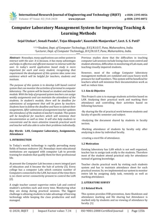 IRJET - Computer Laboratory Management System for Improving Teaching ...