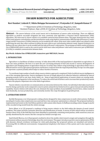 IRJET - Swarm Robotics for Agriculture | PDF