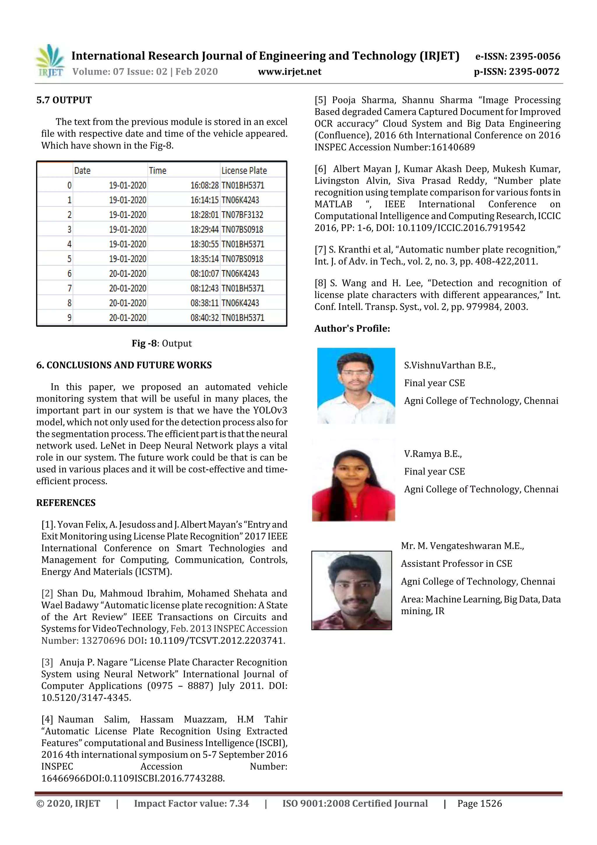 IRJET- Computerized Vehicle Foyer and Outlet Monitoring System using ...
