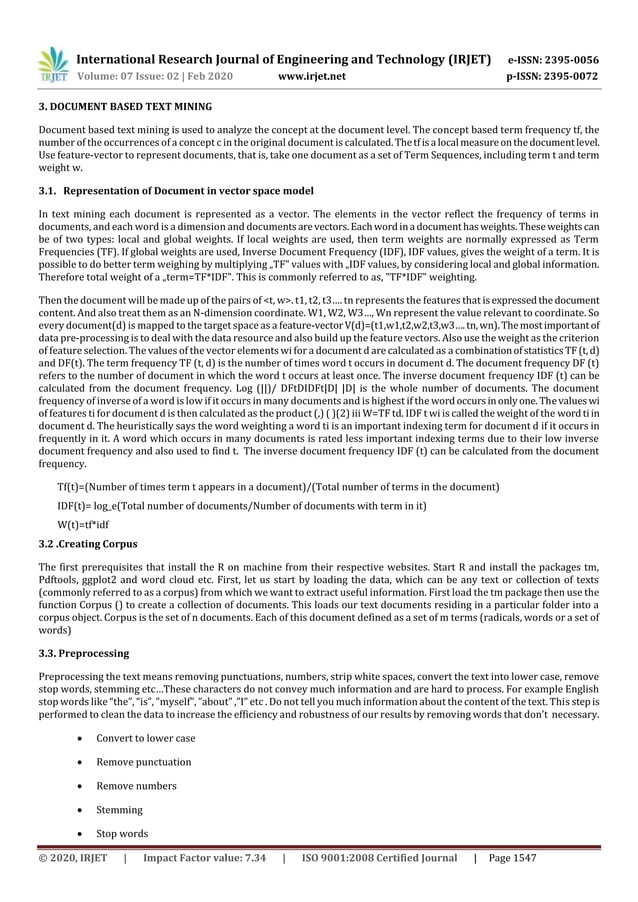 IRJET - Document Comparison based on TF-IDF Metric | PDF