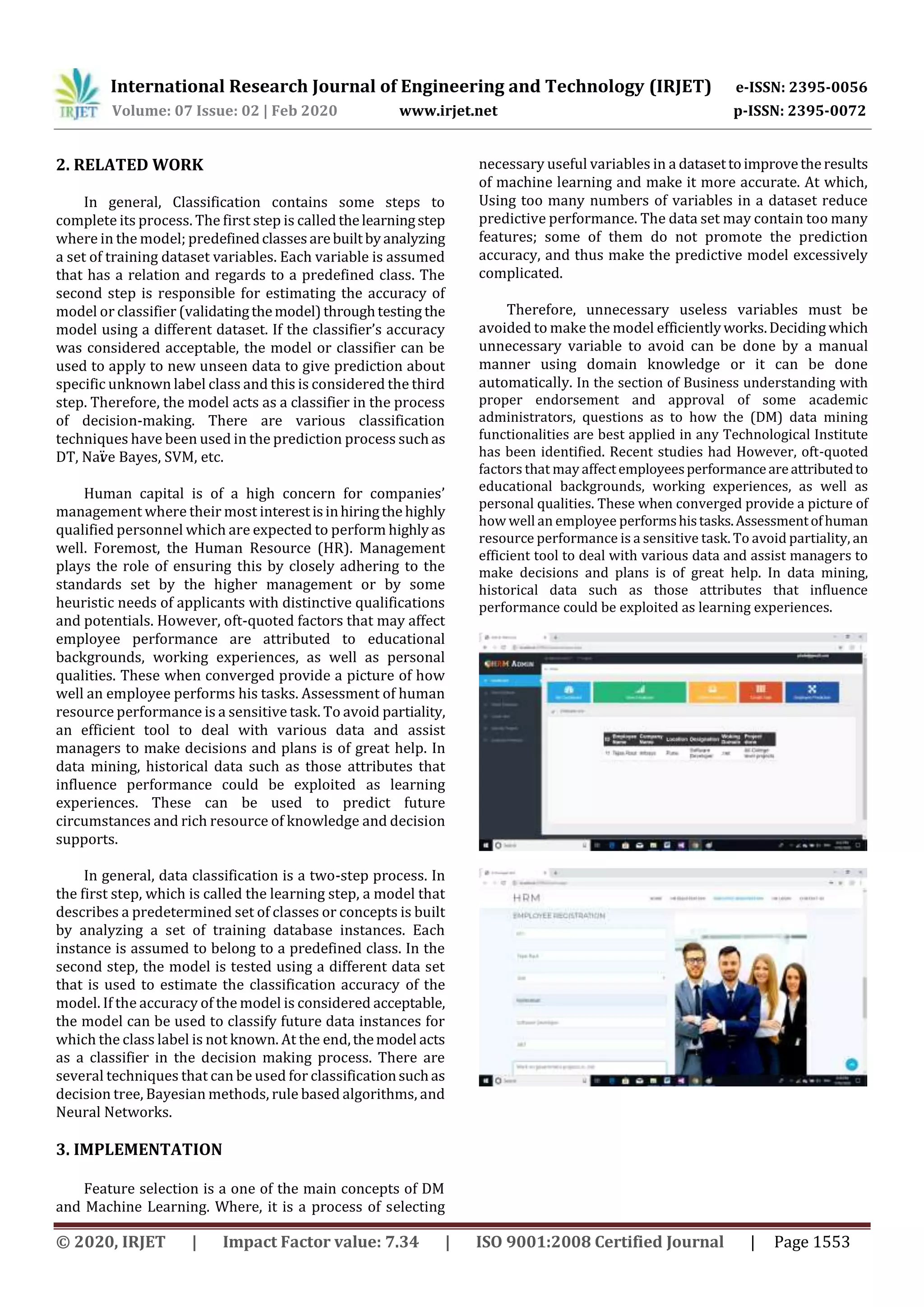 IRJET - Employee Performance Prediction System using Data Mining | PDF