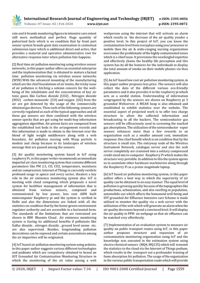 IRJET - Study on Smart Air Pollution Monitoring System based on IoT | PDF