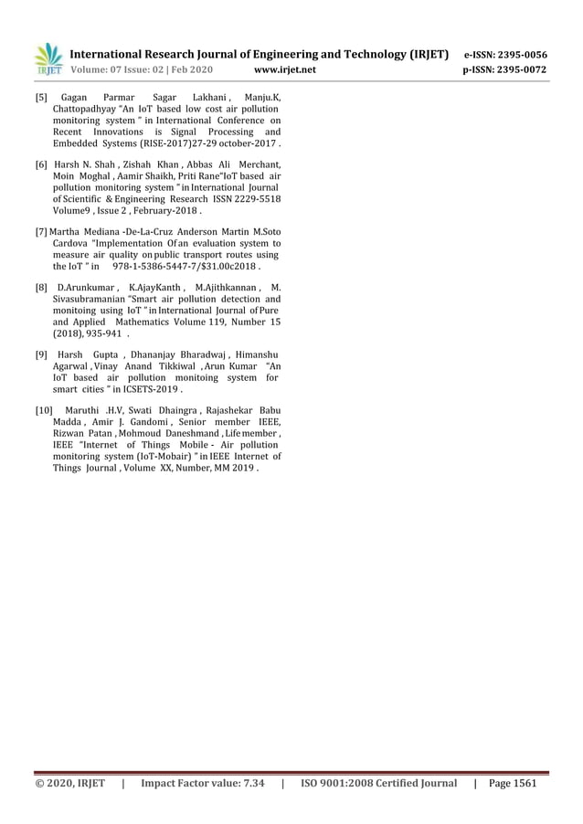 IRJET - Study on Smart Air Pollution Monitoring System based on IoT | PDF