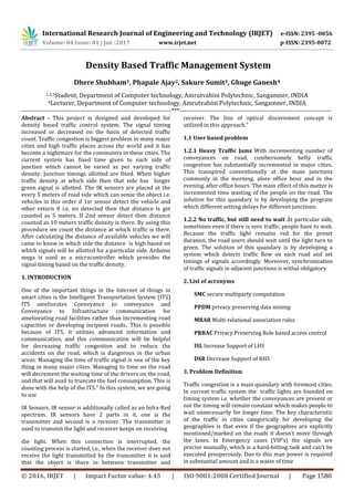 IRJET - Density based Traffic Management System | PDF