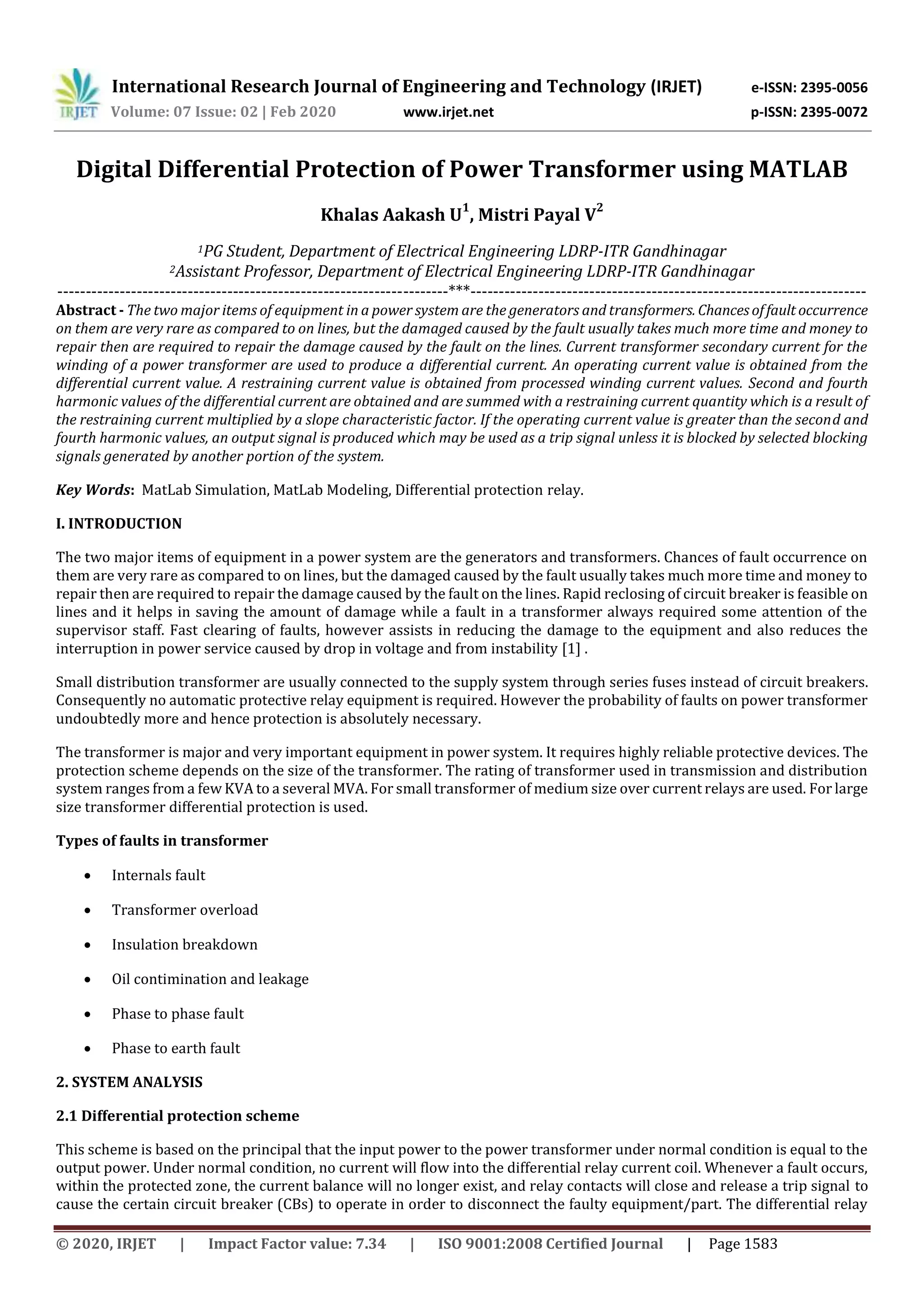 IRJET - Digital Differential Protection of Power Transformer using ...