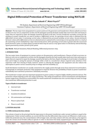 IRJET - Digital Differential Protection of Power Transformer using MATLAB | PDF | Home ...