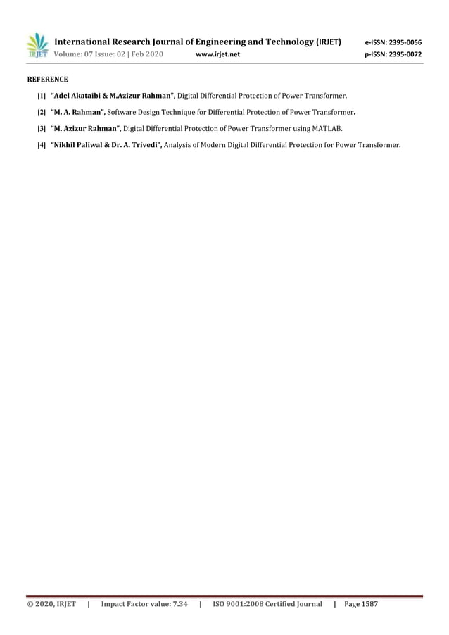 Irjet Digital Differential Protection Of Power Transformer Using Matlab Pdf