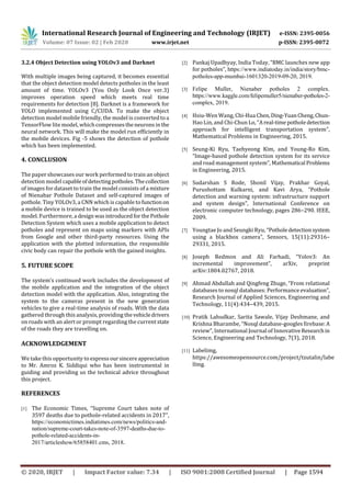 IRJET - An Intelligent Pothole Detection System using Deep Learning | PDF