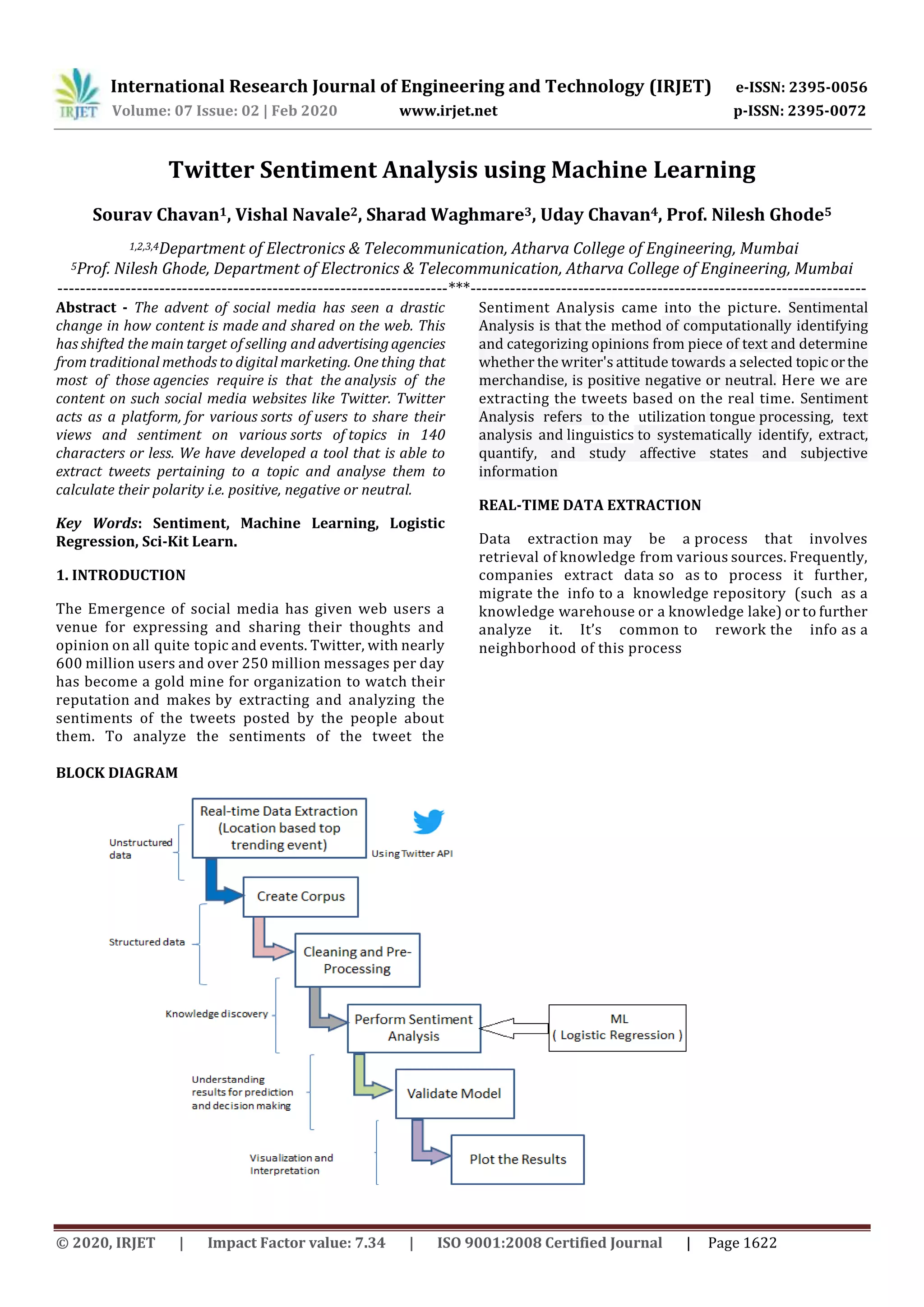 IRJET - Twitter Sentiment Analysis using Machine Learning | PDF