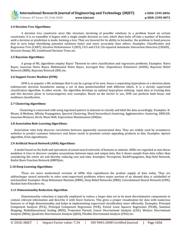 IRJET - A Survey on Machine Learning Algorithms, Techniques and Applications | PDF