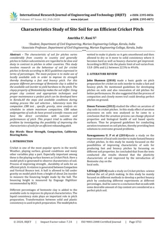 IRJET - Characteristics Study of Site Soil for an Efficient Cricket ...