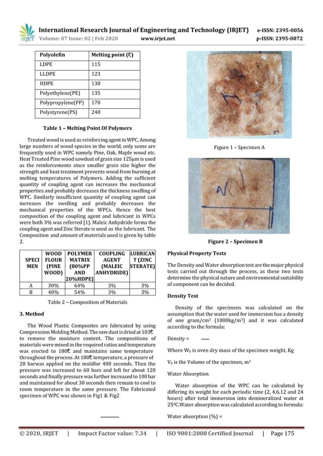 IRJET- Analysis on Mechanical Properties of Wood Plastic Composite | PDF