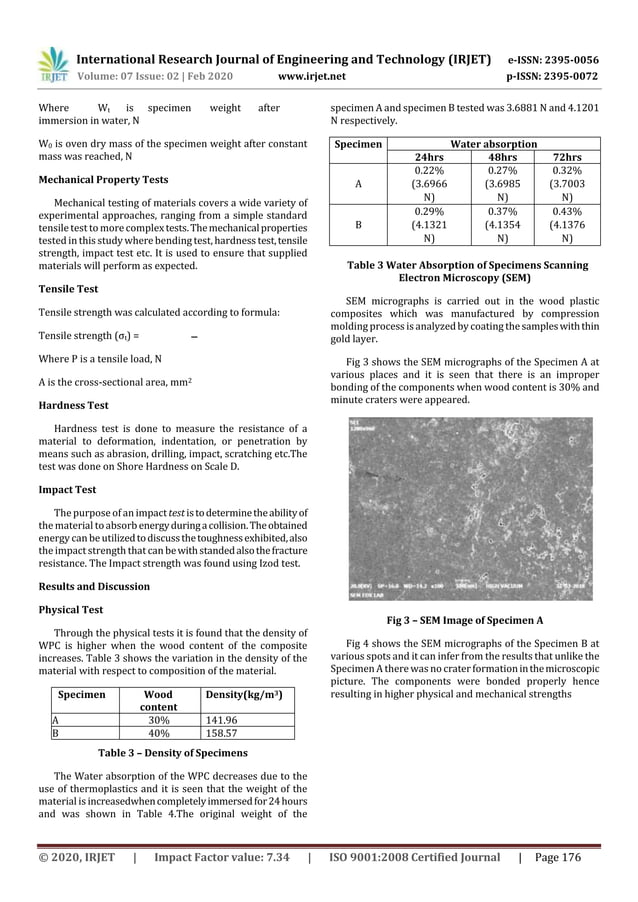IRJET- Analysis on Mechanical Properties of Wood Plastic Composite | PDF
