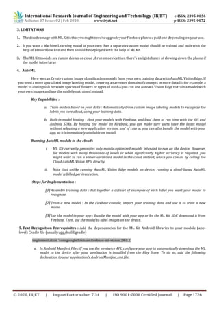 IRJET - ML Kit in Firebase for App Development | PDF