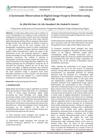 IRJET - A Systematic Observation in Digital Image Forgery Detection using MATLAB | PDF