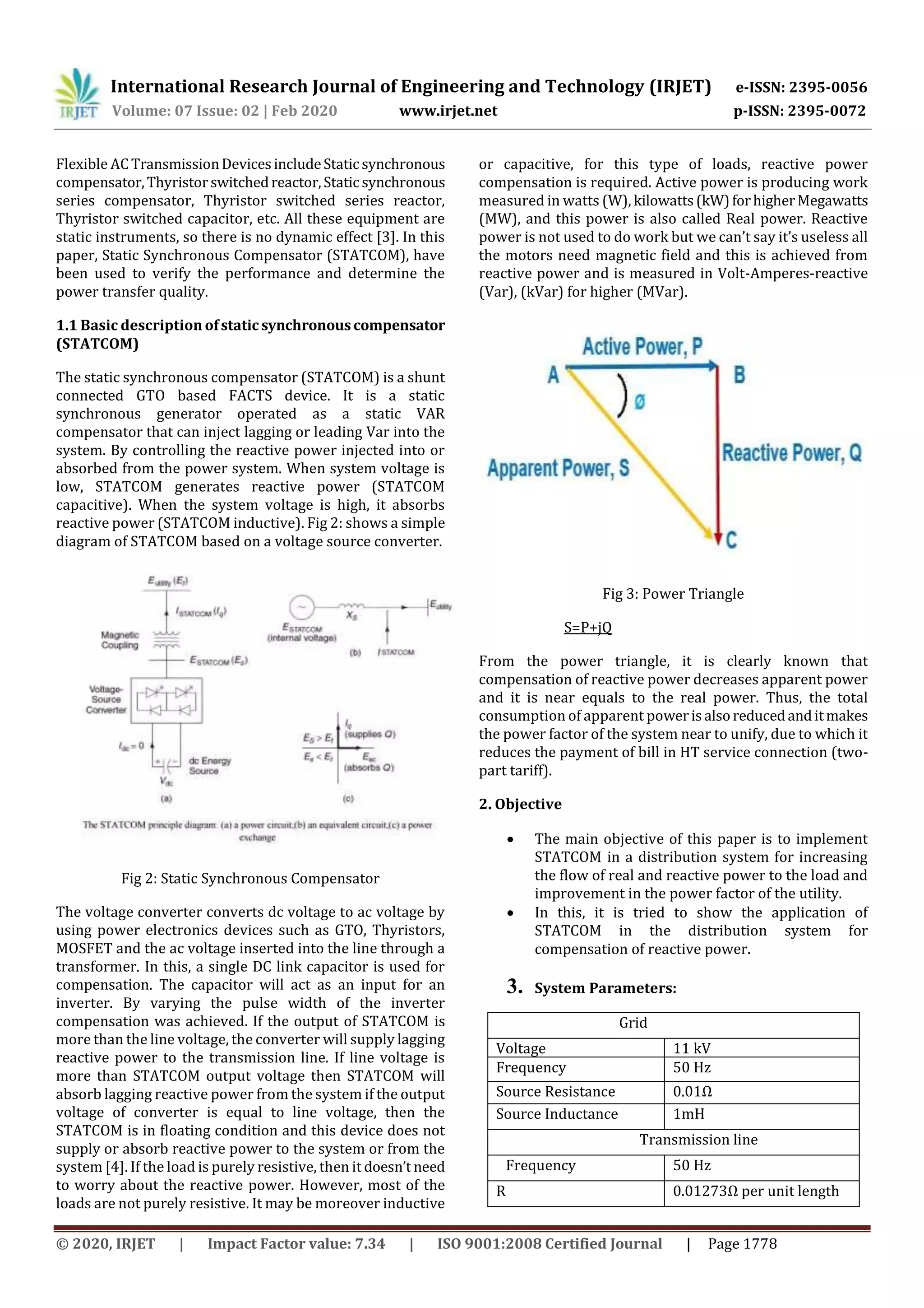 IRJET - Power Quality Improvement in Distribution Power System using STATCOM | PDF