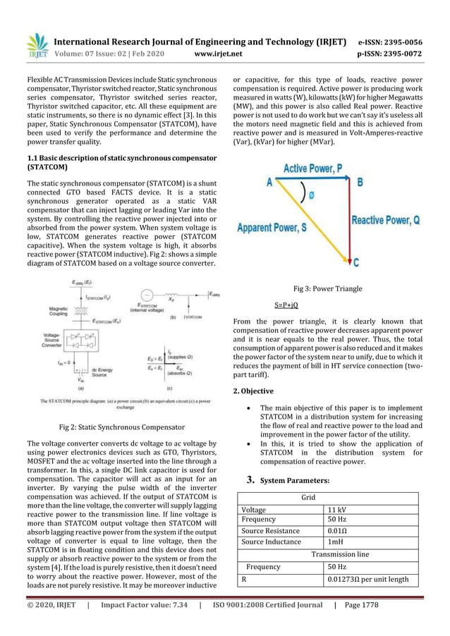 IRJET - Power Quality Improvement in Distribution Power System using STATCOM | PDF