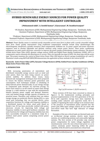 IRJET - Hybrid Renewable Energy Sources for Power Quality Improvement ...