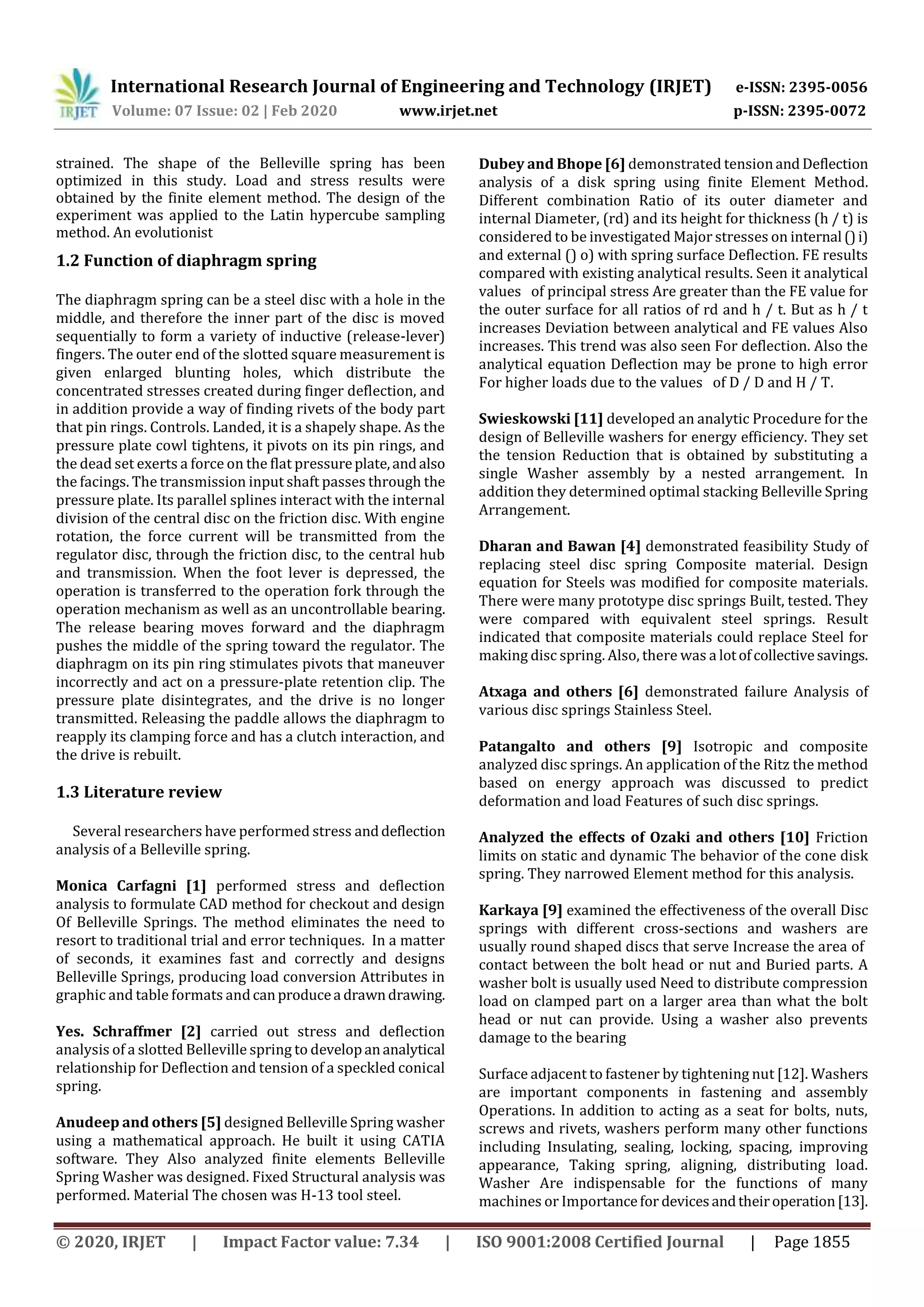IRJET - Research Review on Analysis of Load- Stress deflection ...