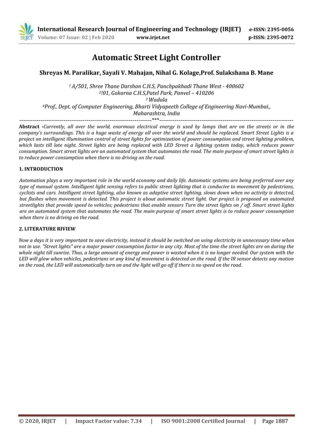 IRJET - Automatic Street Light Controller | PDF